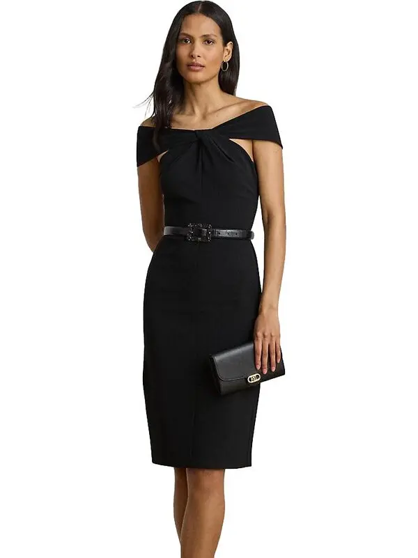 Ralph Lauren Twist-front Crepe Cocktail Dress - Black