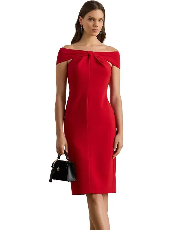 Ralph Lauren Twist-front Crepe Cocktail Dress - Ralph Red