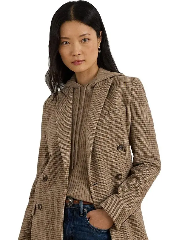 Ralph Lauren Wool-blend Twill Double-breasted Blazer - Brown/taupe Multi