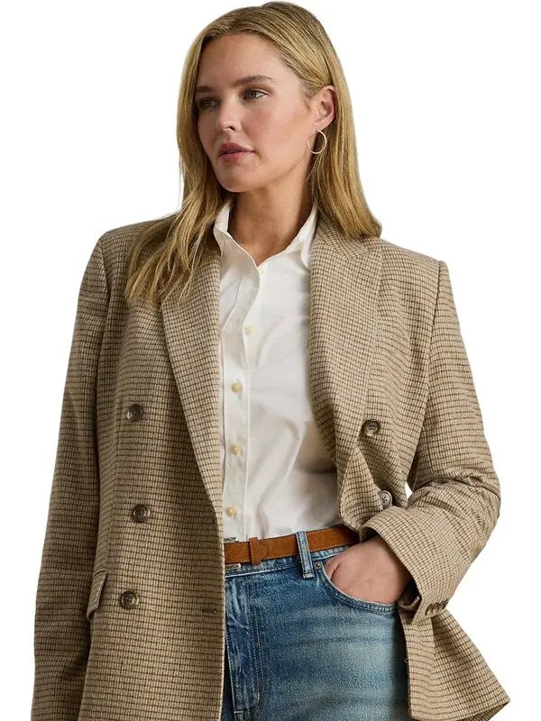 Ralph Lauren Wool-blend Twill Double-breasted Blazer - Brown/taupe Multi
