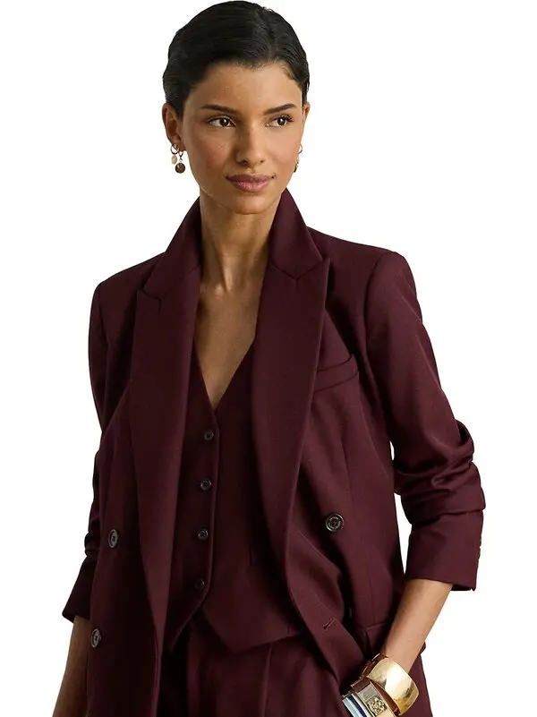 Ralph Lauren Wool-blend Twill Double-breasted Blazer - Dark Garnet