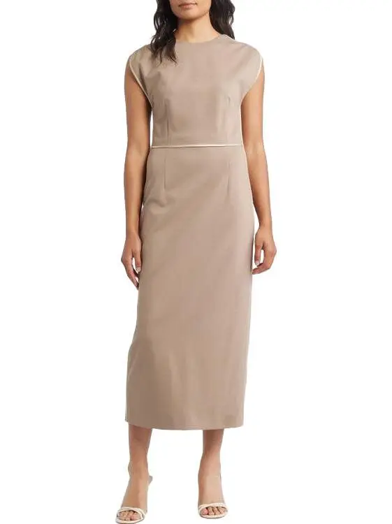 Hugo Boss Detira Cap-sleeve Sheath Dress - Open Brown