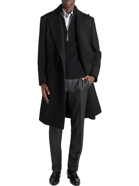 TOM FORD Double-breasted Wool Overcoat - Lb999 Black