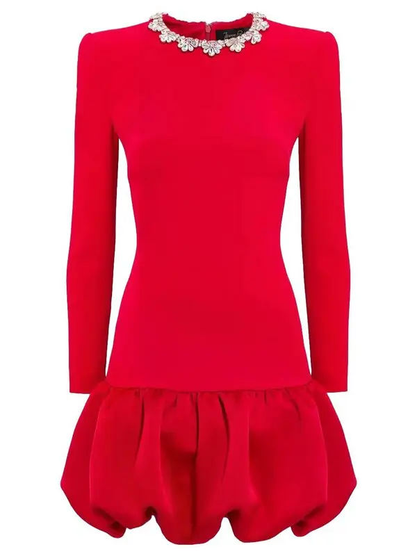 Jenny Packham Embellished-neck Mini Dress - Red