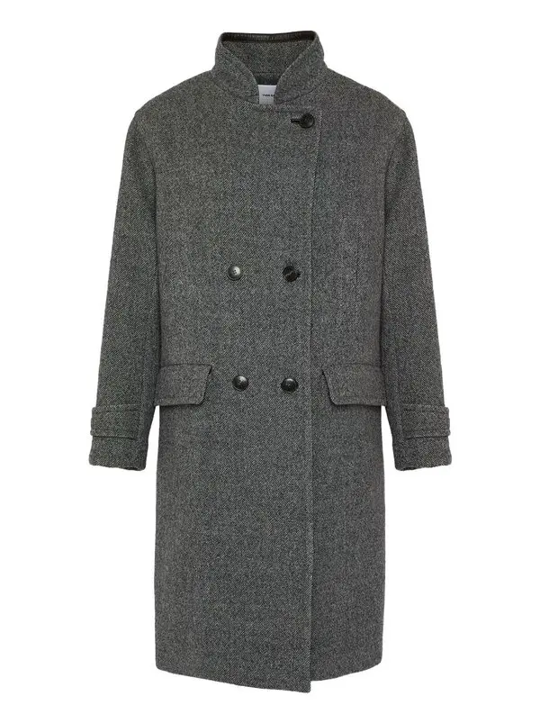 YVES SALOMON Double-breasted Virgin Wool Coat - Grey
