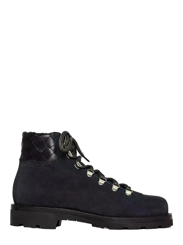 SCAROSSO Catherine Woven-panel Lace-up Boots - Black