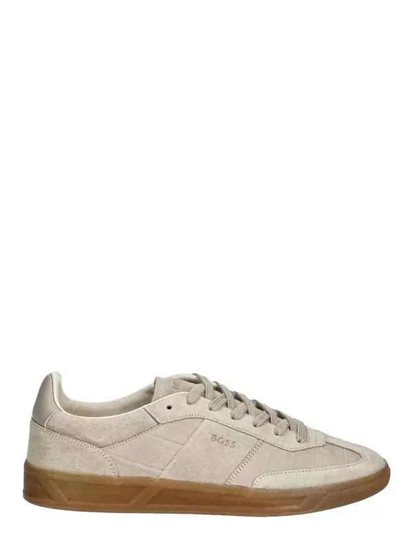 BOSS Crocodile-effect Suede Sneakers - Neutrals