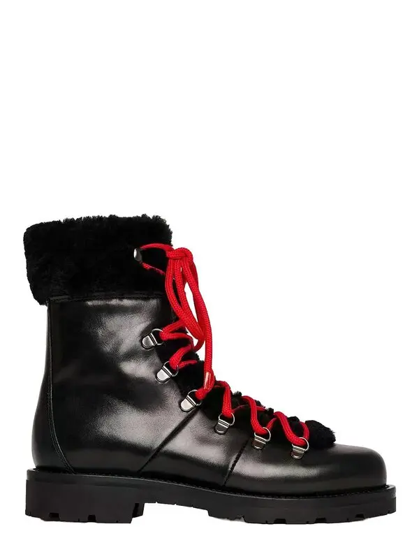 SCAROSSO Lace-up Shearling Boots - Black