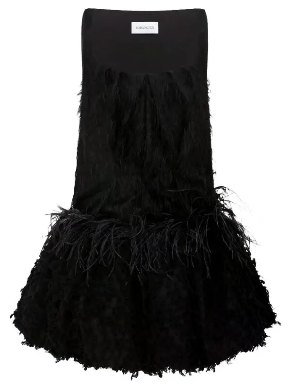 16Arlington Lasa Feather-embellished Mini Dress - Black