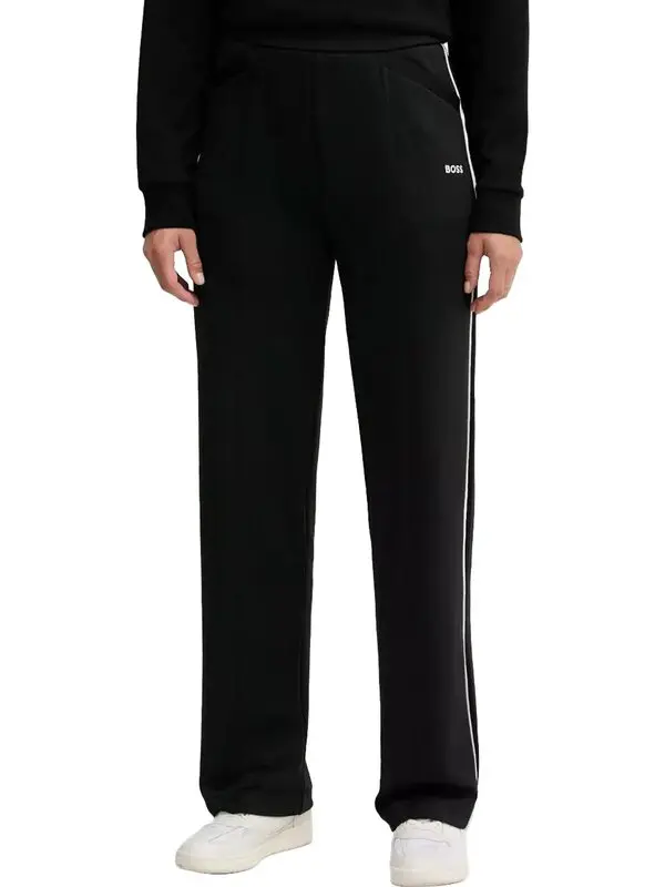 BOSS Side-stripe Straight Leg Trousers - Black