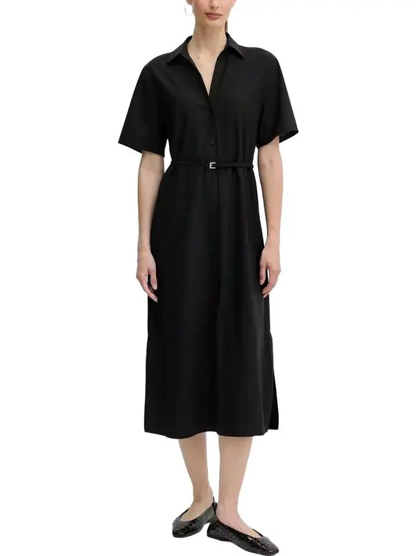 BOSS Belted Midi Shirt Dress - Black