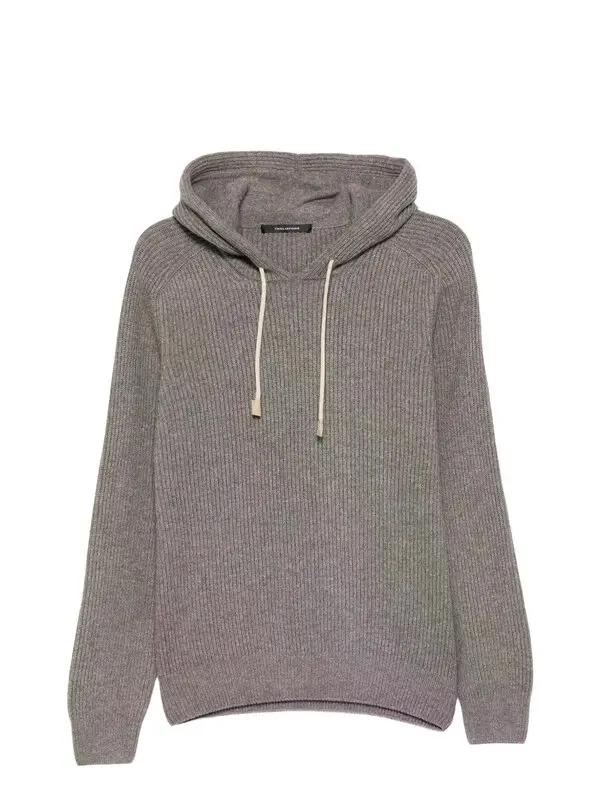 Tagliatore Ribbed Knit Hoodie - Grey