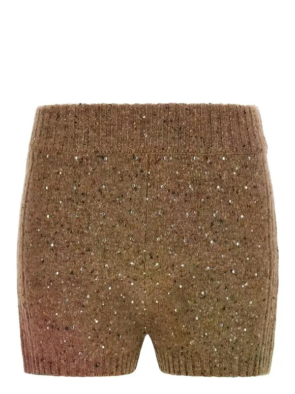 Pinko Embellished Ribbed Shorts - Brown
