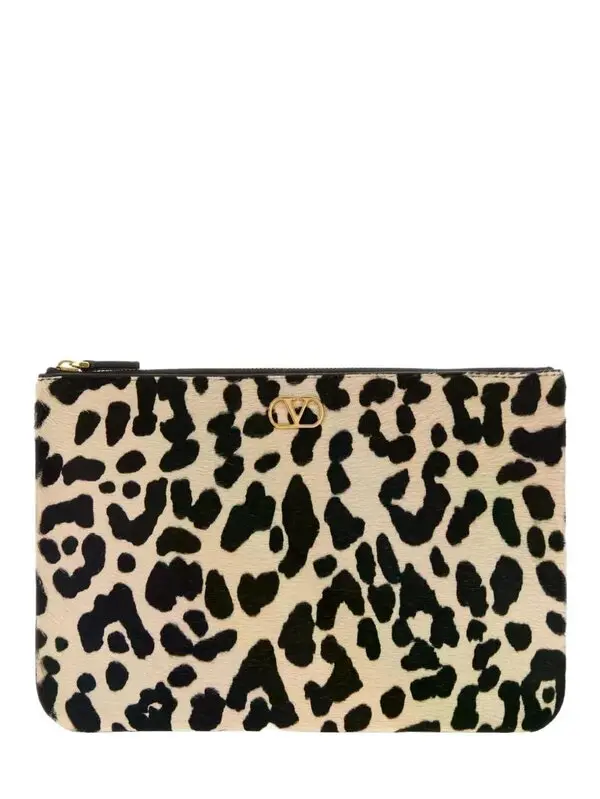 Valentino Garavani Vlogo Leopard-print Clutch - Neutrals