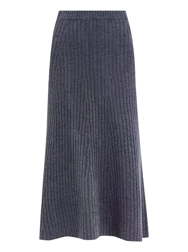 TWINSET Ribbed Flared Midi Skirt - Grey