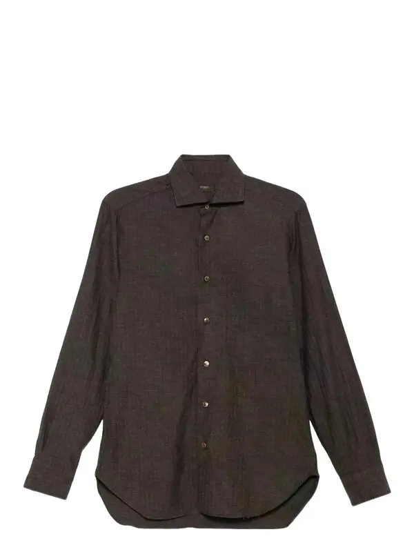 BARBA NAPOLI Textured Cotton Shirt - Brown