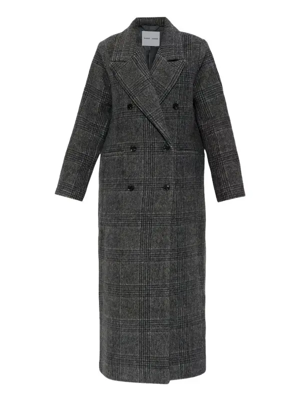 SAMSOE SAMSOE Sajilla Double-breasted Checked Coat - Grey
