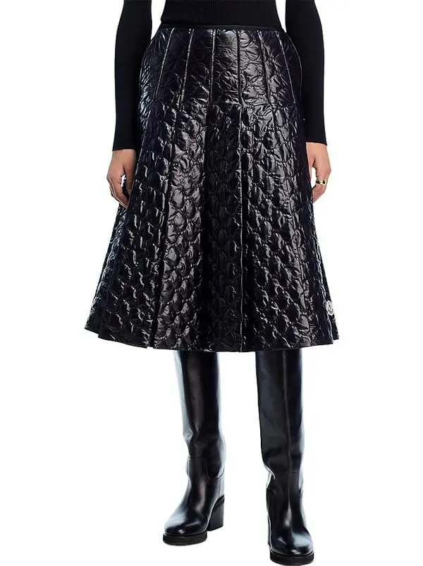 Moncler A-line Quilted Skirt - Black