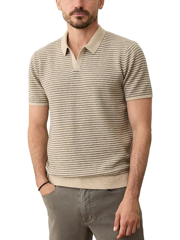 Marine Layer Liam Striped Sweater Polo - Nat / Char