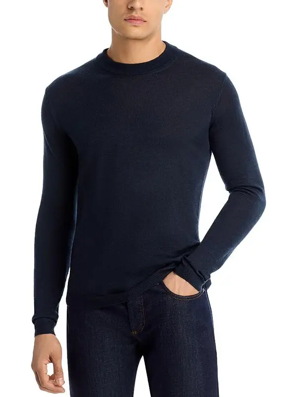 JACK VICTOR Merino Wool Crewneck Sweater - Navy