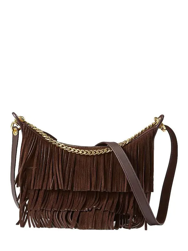 Veronica Beard Small Suede Fringe Fortune Bag - Espresso