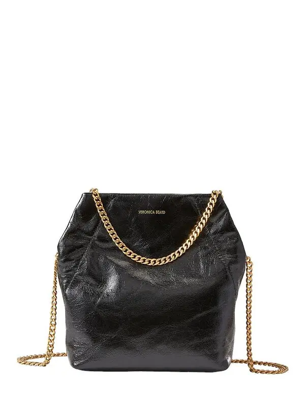 Veronica Beard Crinkle Slouch Shoulder Bag - Black