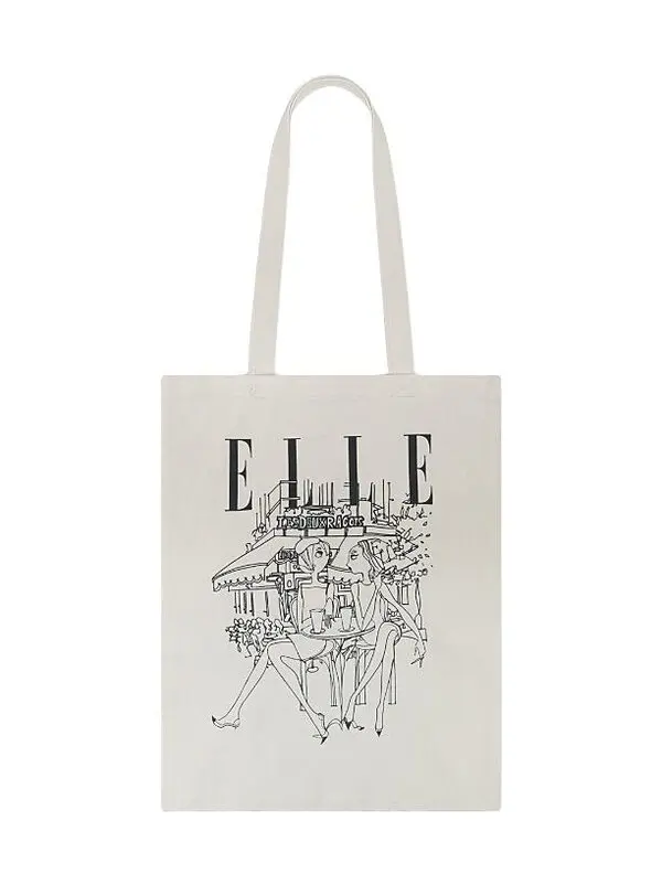 ELLE COLLECTION Graphic Print Tote - White