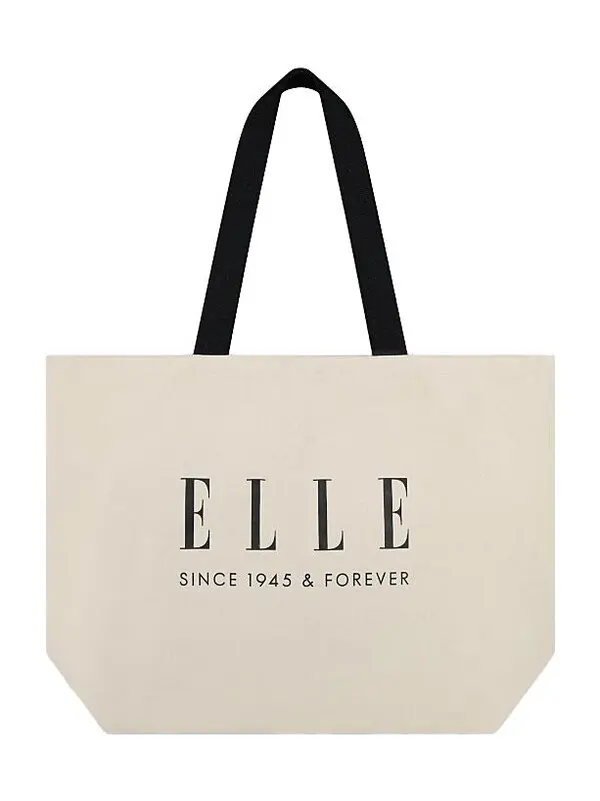 ELLE COLLECTION Printed Oversized Tote Bag - Beige