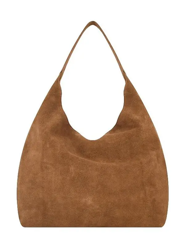 ELLE COLLECTION Suede Slouch Bag Tote - Chocolate