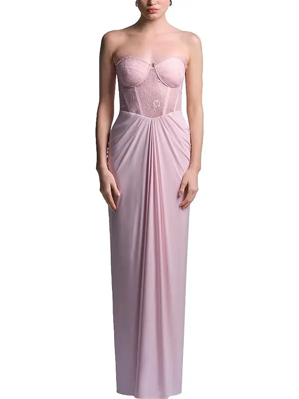 Bcbgmaxazria Lace Jersey Gown - Quartz Pink
