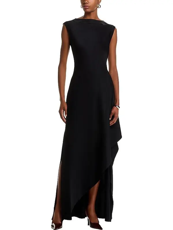JASON WU Crepe Back Satin Asymmetrical Gown - Black