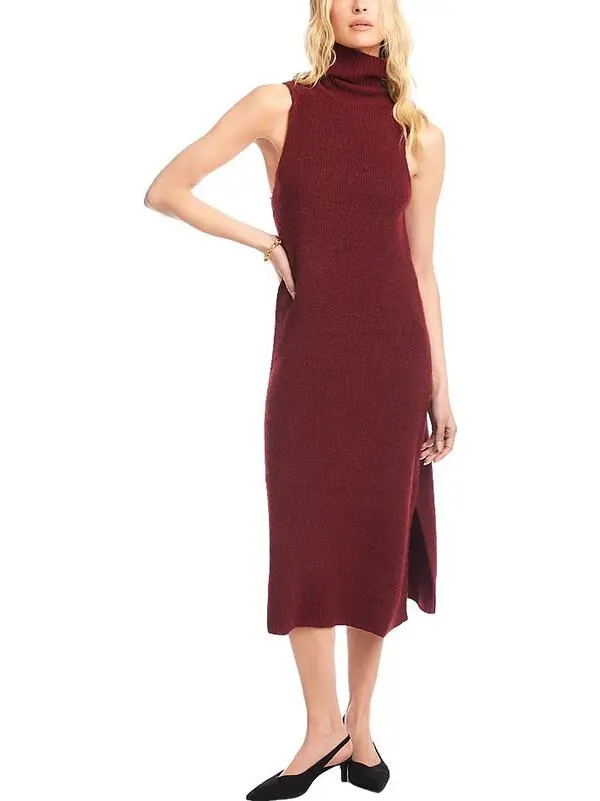 Karen Kane Sleeveless Turtleneck Sweater Dress - Wine
