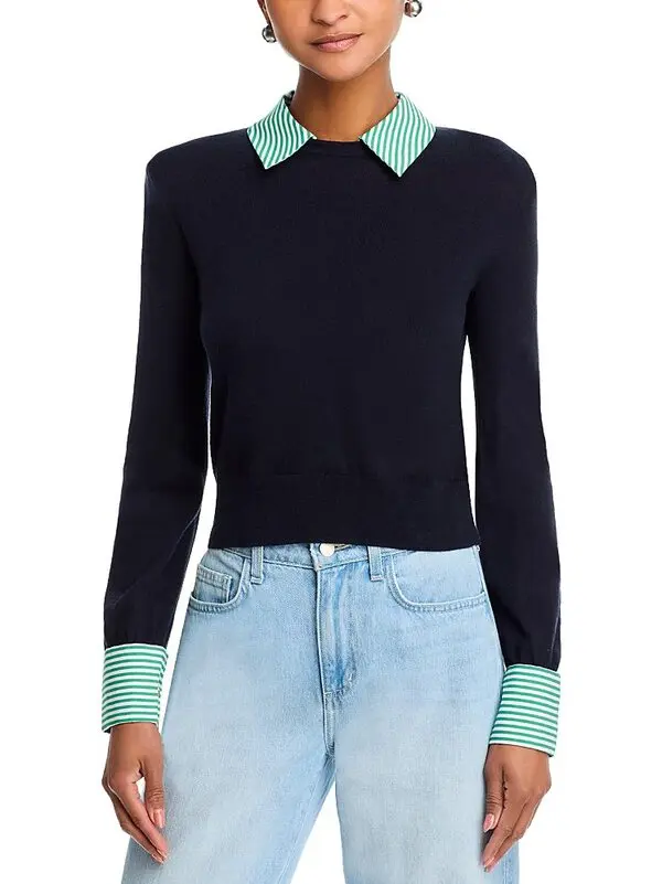 L'Agence April Poplin Collar Pullover - Dark Navy