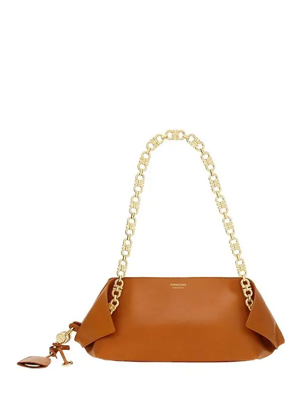 FERRAGAMO Leather Scarf Shoulder Bag - Honeycomb