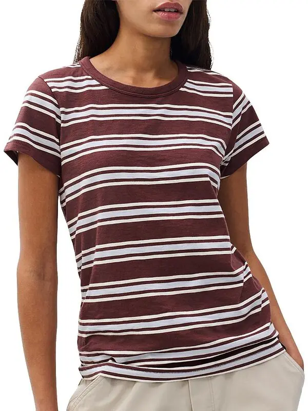 Rag & Bone Slub Striped Tee - Brown Blue Multi