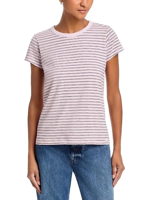 Rag & Bone Slub Striped Tee - Lavendar Stripe