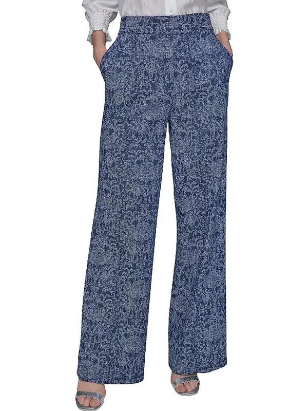 Karl Lagerfeld Paris Jacquard Motif High Rise Jeans - Medium Blue