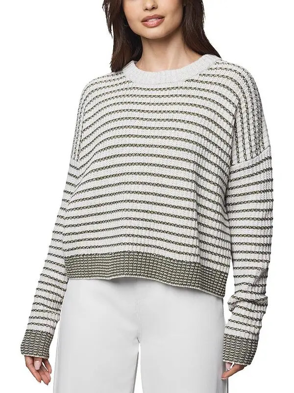 Splendid Lucy Stripe Sweater - Green Spruce/pale Oak