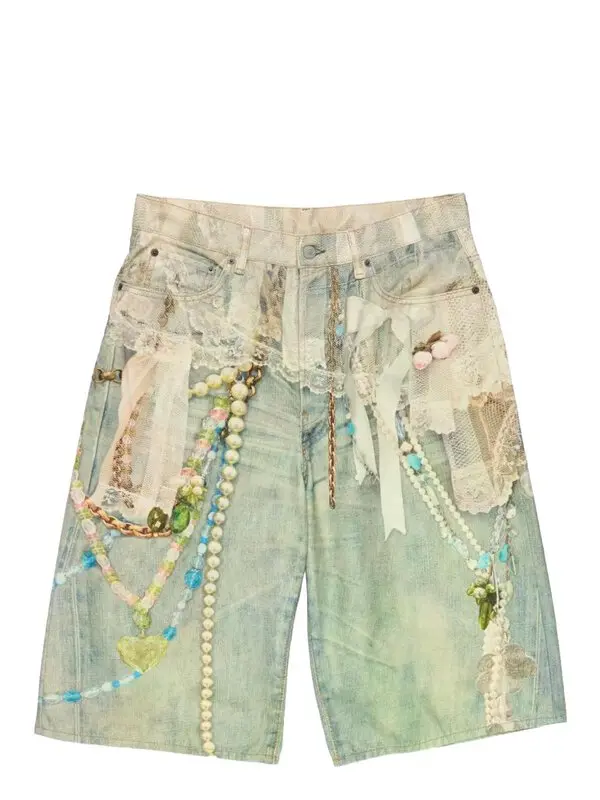 Acne Studios Lace-embellished Shorts - Blue