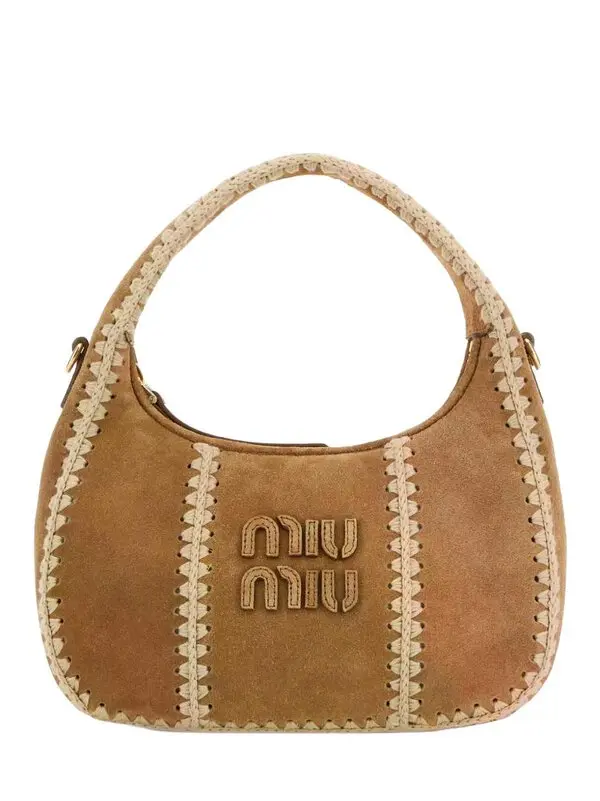 Miu Miu Wander Suede Braided Shoulder Bag - Brown