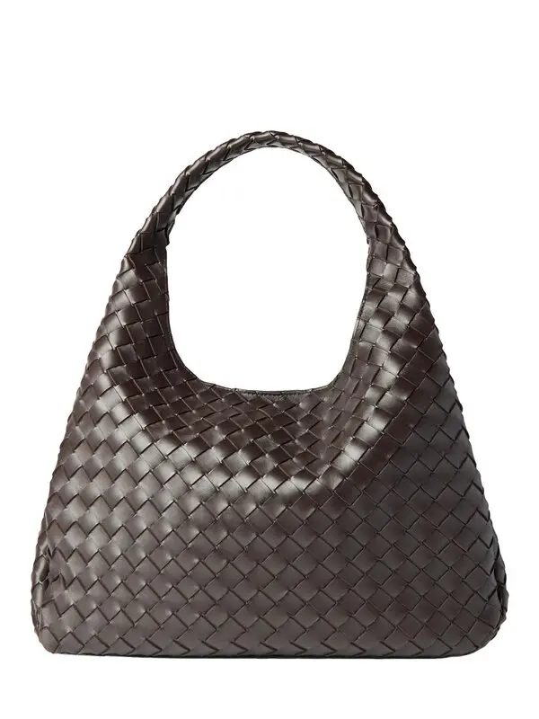 Bottega Veneta Campana Large Intrecciato Leather Shoulder Bag - Brown