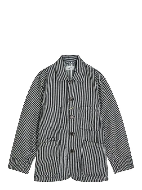 Universal Works Hickory Striped Cotton Overshirt - Grey