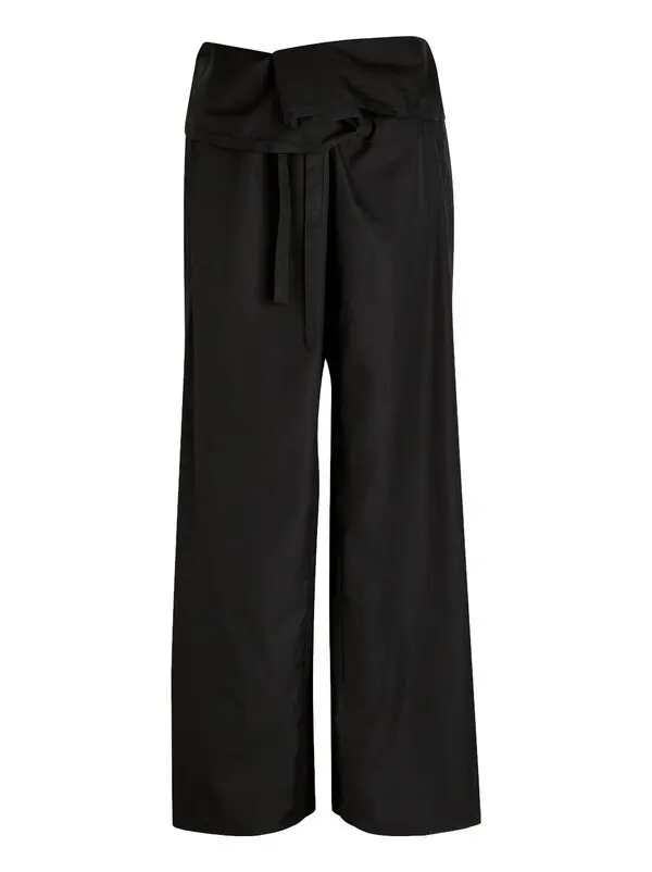 Wardrobe.NYC Wrap-front Cotton-blend Poplin Trousers - Black