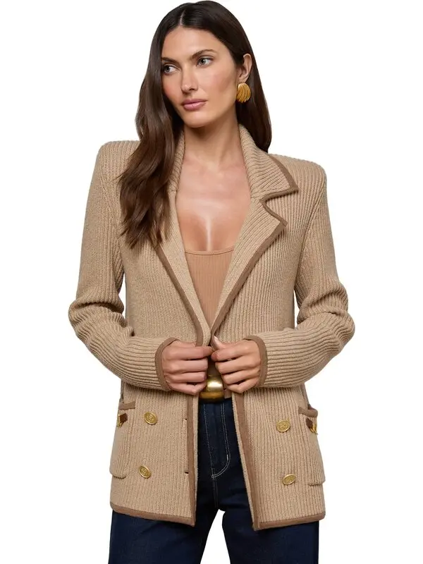 L'Agence Ranch Knit Blazer - Natural/brown