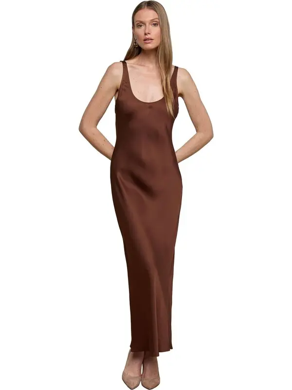 L'Agence Akiya Satin Maxi Dress - Hot Fudge
