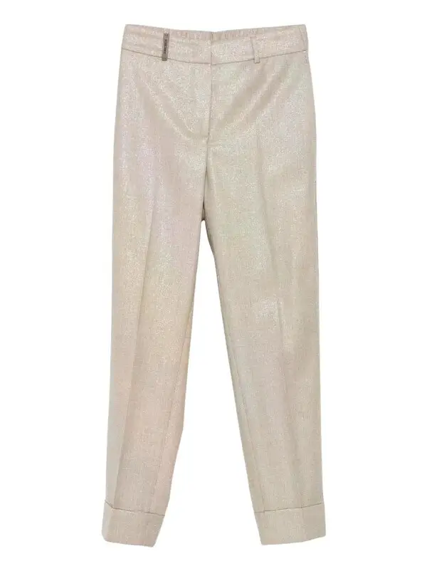 Peserico Metallic Detail Cuffed Trousers - Neutrals