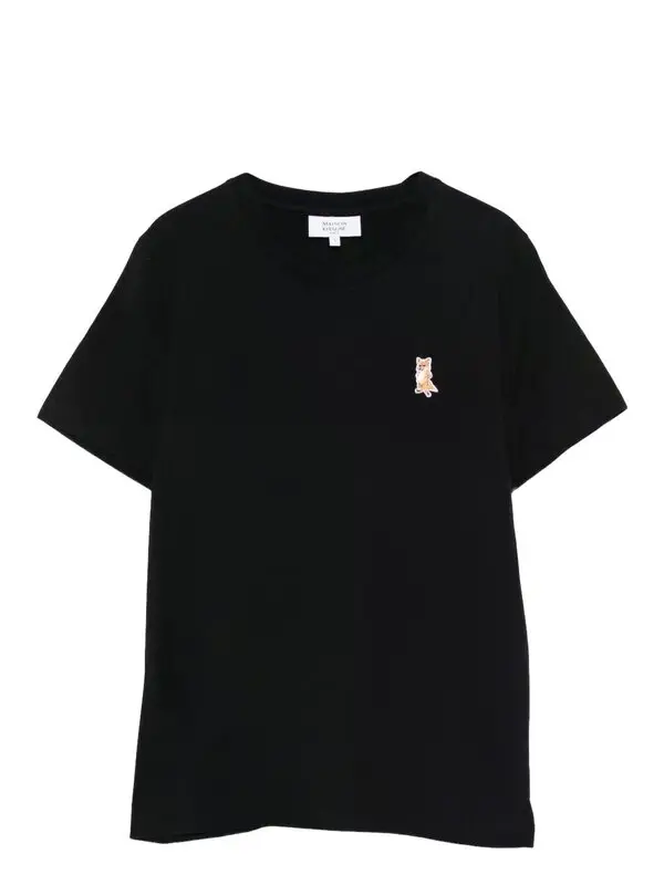 Maison Kitsuné Fox-embroidered Cotton T-shirt - Black