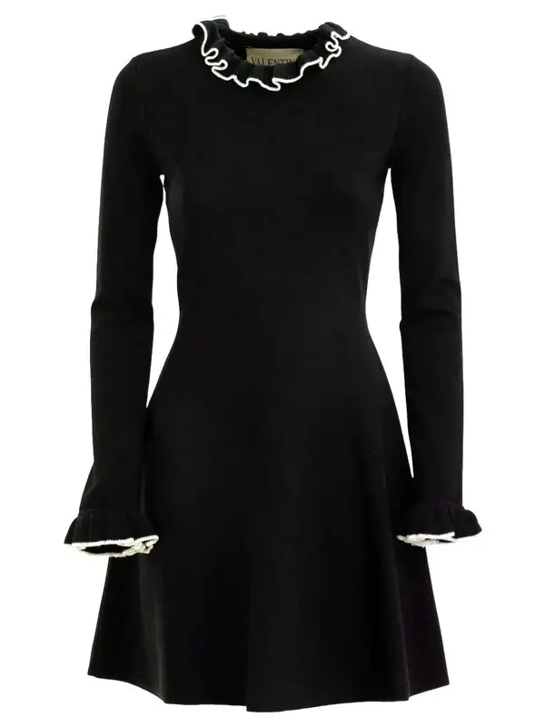 Valentino Garavani Ruffled-collar Mini Dress - Black