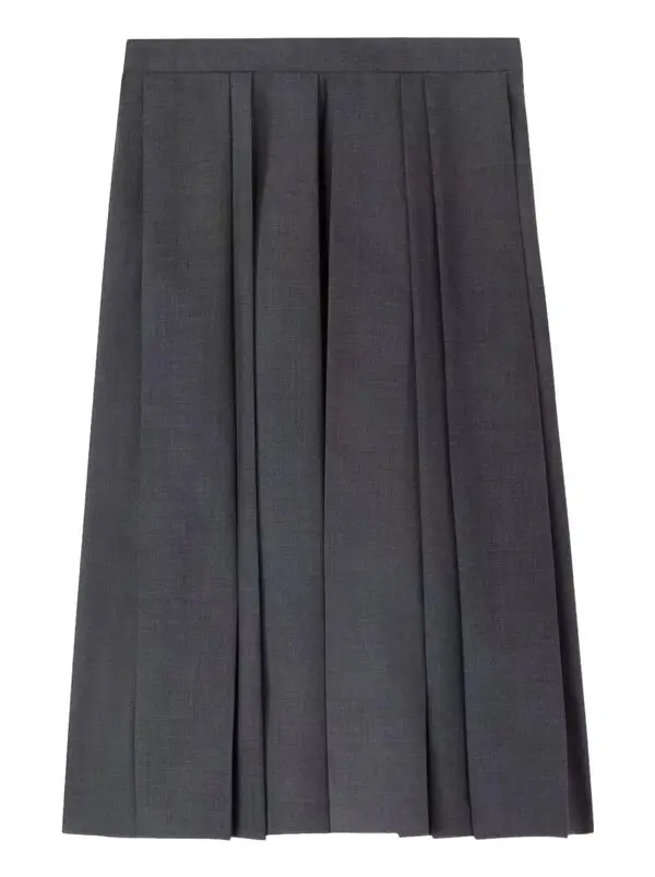 Ermanno Scervino Pleated A-line Wool Skirt - Grey
