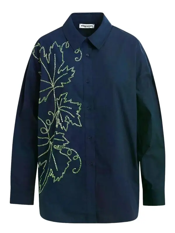 Essentiel Antwerp Embroidered-bead Cotton Shirt - Blue